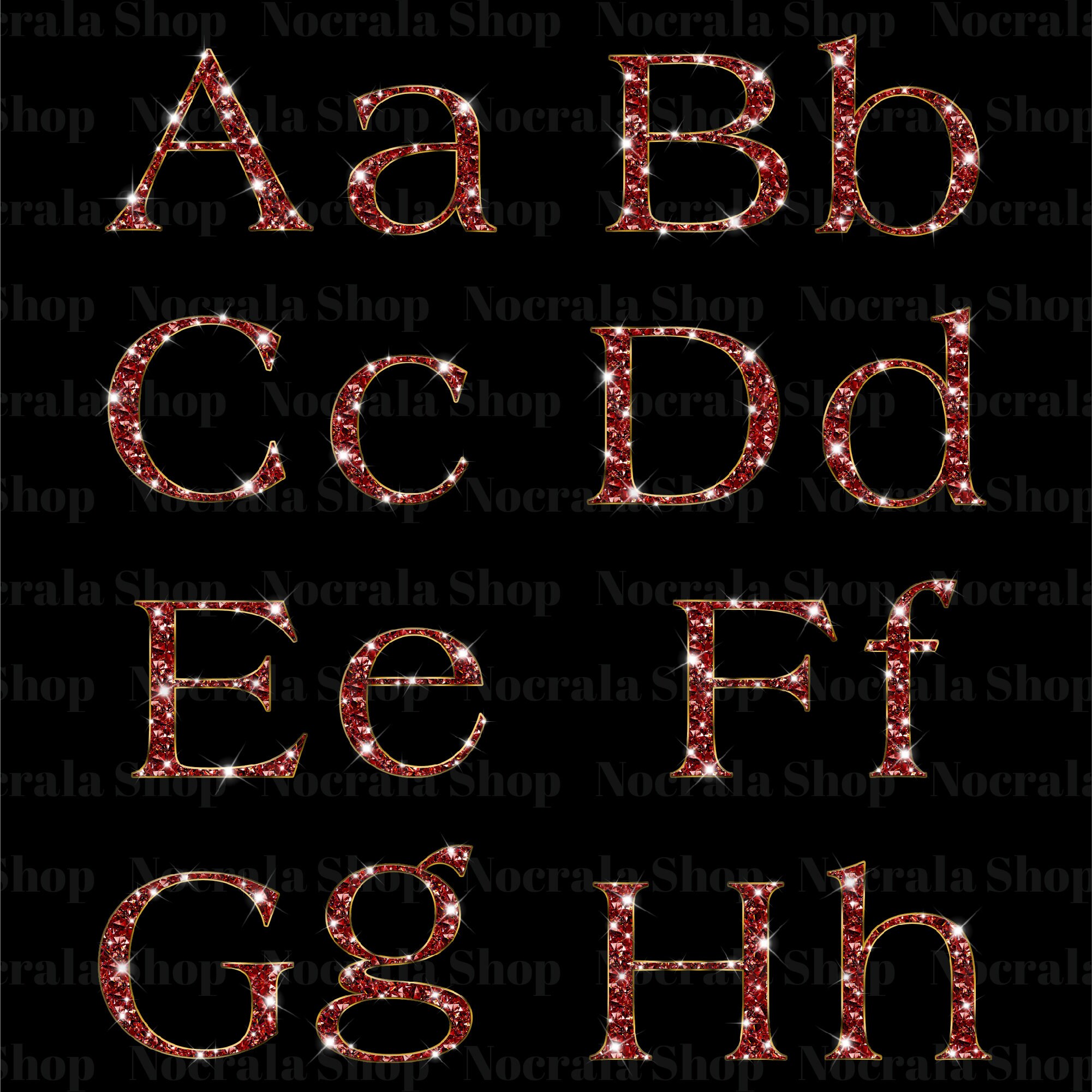 Red Diamond Alphabet Clipart, PNG Digital Clip Art, Red Diamond Letters ...