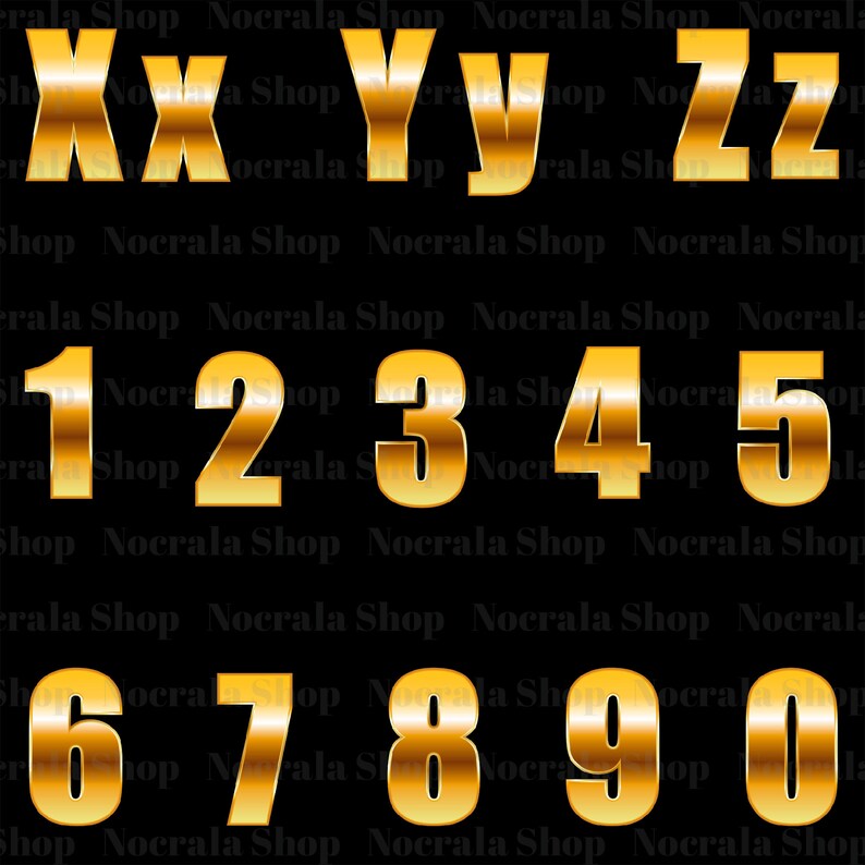 Gold Metallic Alphabet Clipart, Gold Foil Alphabet PNG, Gold Digital ...