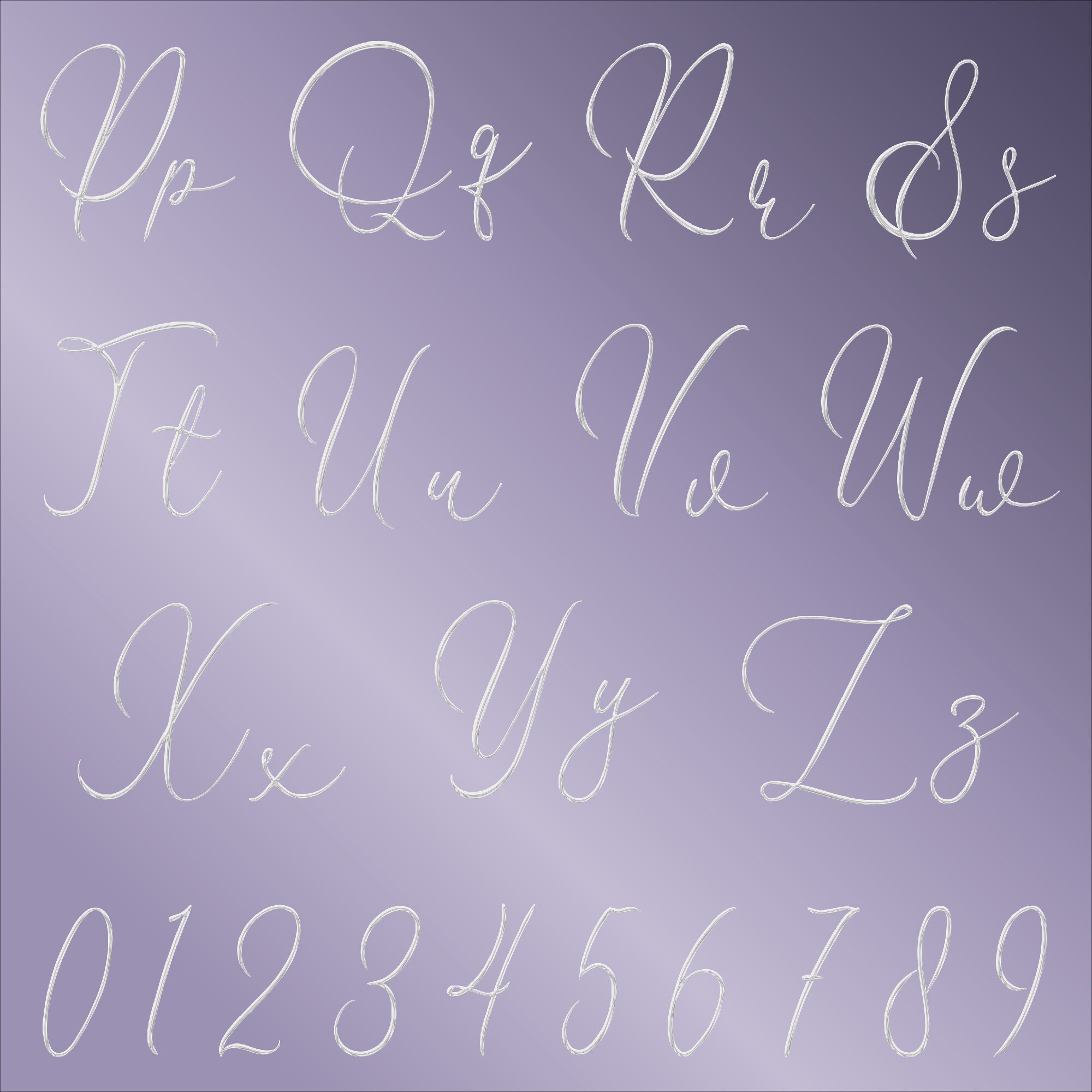 White Chrome Cursive Alphabet Clipart, PNG Clip Art, White Chrome ...