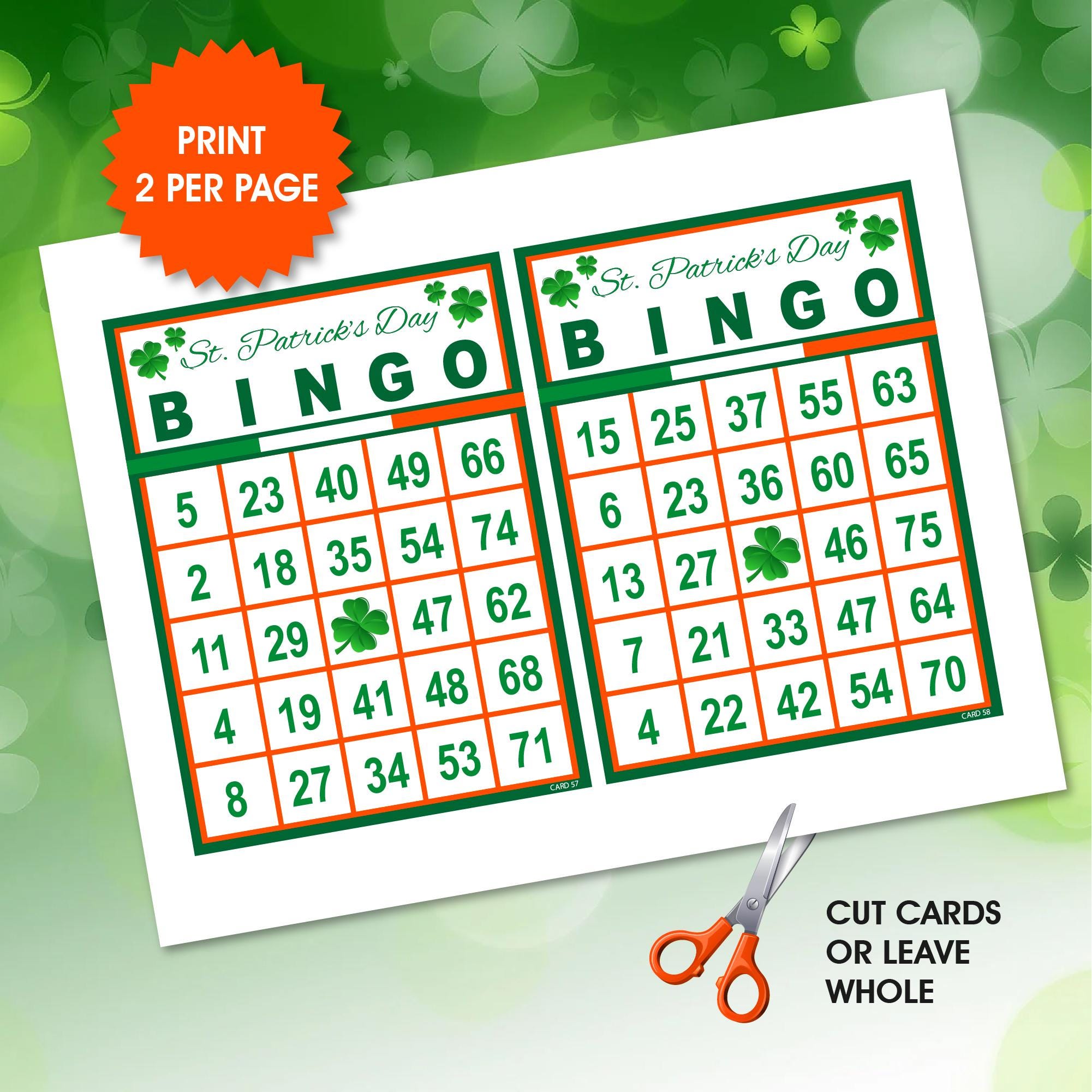 100 St Patrick's Day Bingo Cards, Party Game (PDF Download) - Etsy