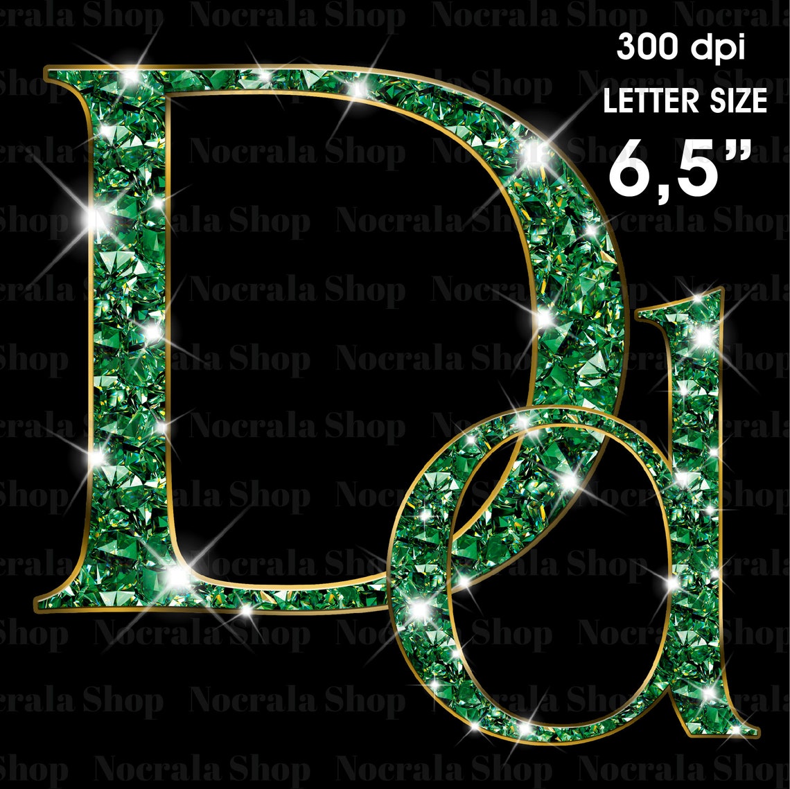 Green Diamond Alphabet Clipart PNG Digital Clip Art - Etsy