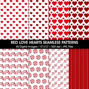 Red Love Hearts Seamless Pattern, Scrapbook Paper (digital Download) - Etsy