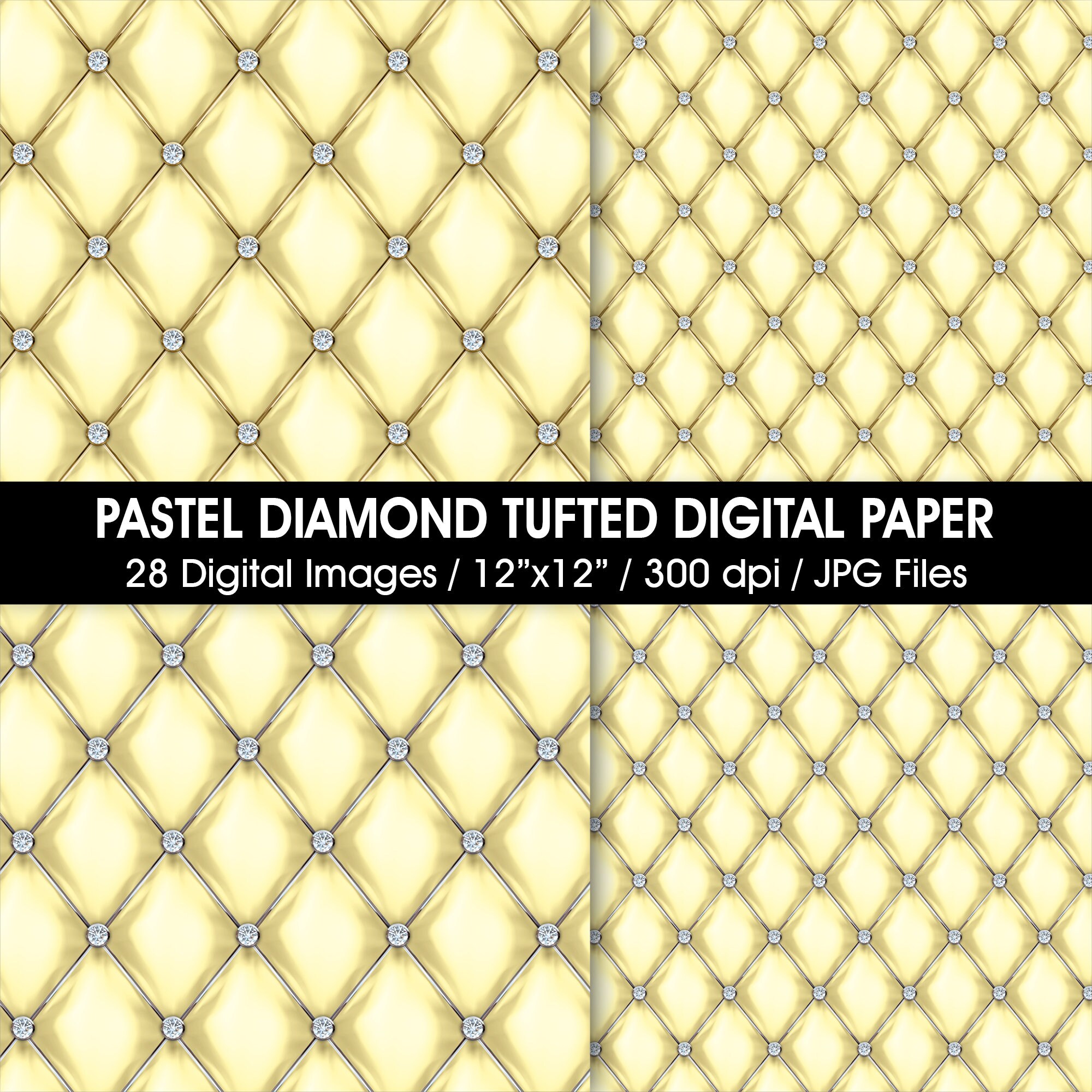 Pastel Diamond Tufted Digital Paper, Pastel Scrapbook Papers, Luxury ...
