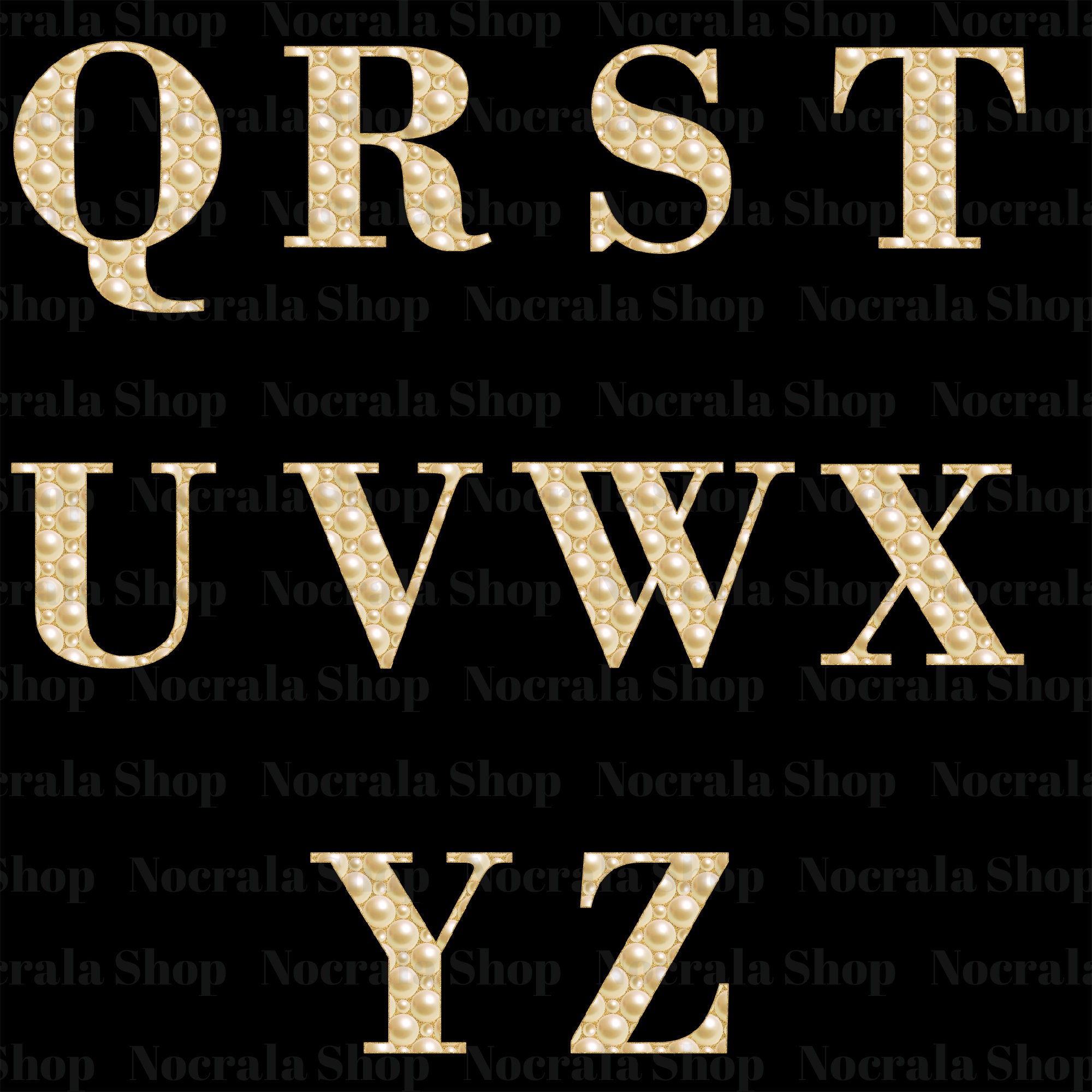 Gold Pearl Alphabet Clipart Letters PNG Clipart Pearl - Etsy