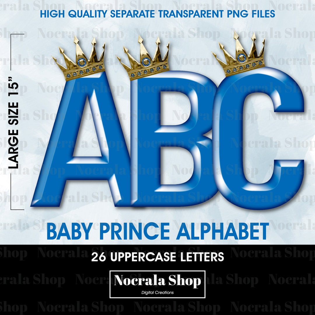 Baby Prince Alphabet Clipart, Baby Boy Monogram, Baby Blue Letters ...