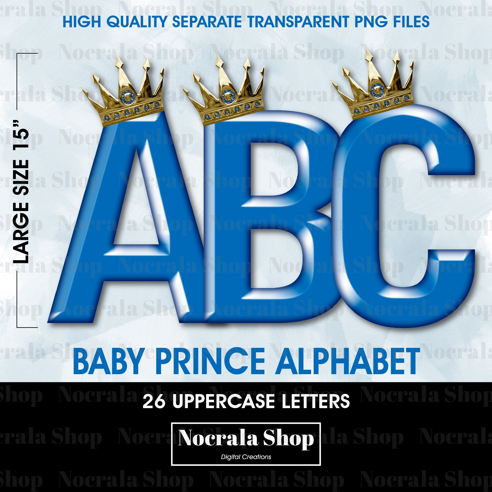 Baby Prince Alphabet Clipart, Baby Boy Monogram, Baby Blue Letters ...