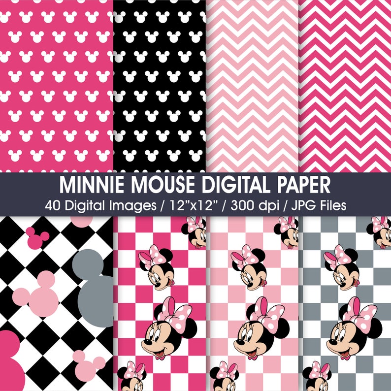 40 Minnie Magic World Digital Paper, Minnie Backgrounds, Instant ...