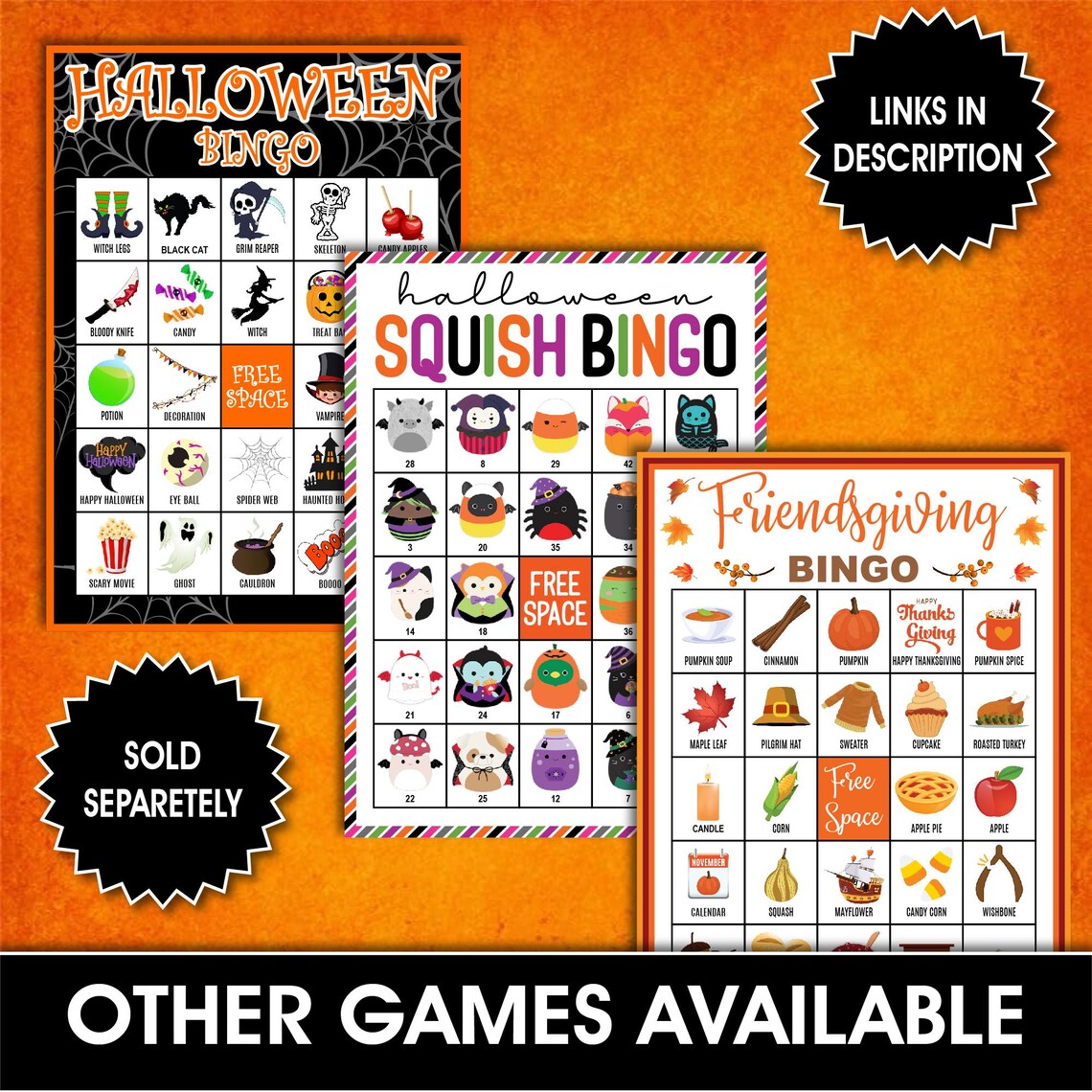 50 Happy Halloween Bingo Cards, Bingo for Kids, Halloween Activity, Fun ...