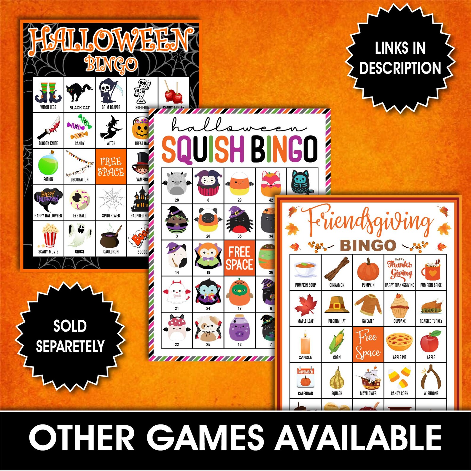 50 Happy Halloween Bingo Cards, Bingo for Kids, Halloween Activity, Fun ...