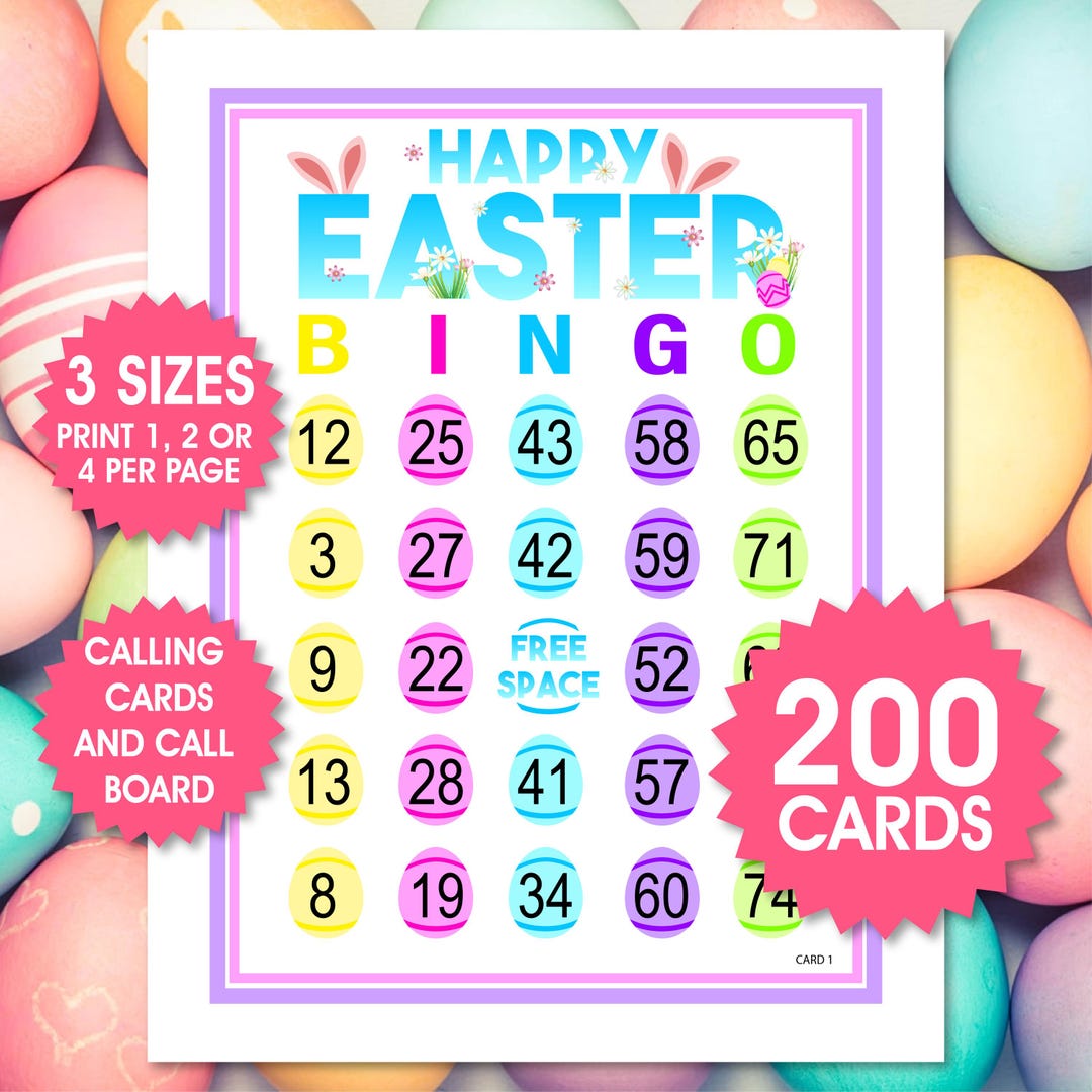200 Easter Bingo Cards, Easter Party Game, Easter Activity for Kids ...