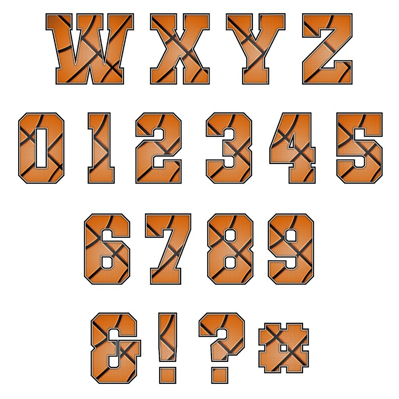 Basketball Alphabet Clipart, PNG Digital Clip Art, Basketball Letters ...