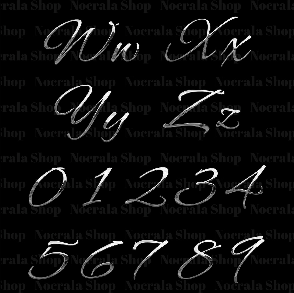 Silver Chrome Cursive Alphabet Clipart, PNG Clip Art, Silver Chrome ...