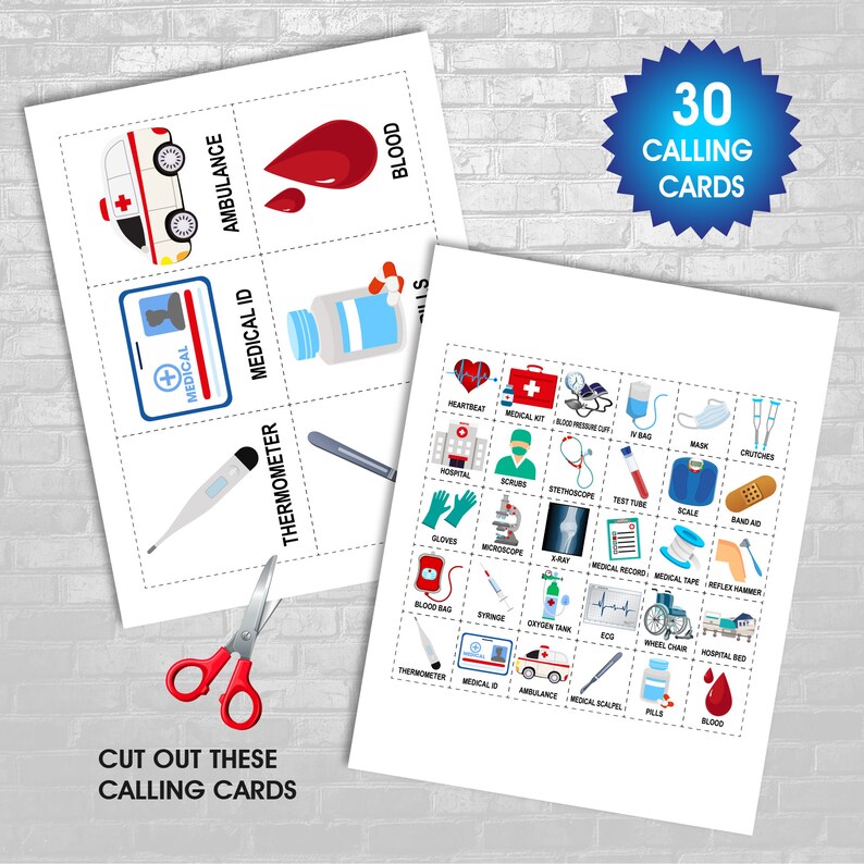 30 Printable Medical Bingo Cards, Doctor Bingo, Fun Grad Game, Nurse ...