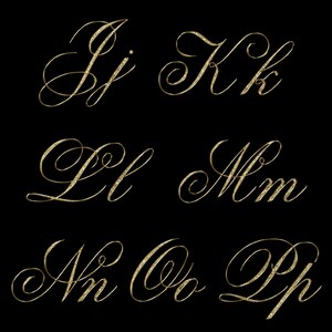 Gold Glitter Cursive Alphabet Clipart, PNG Clip Art, High Shine ...