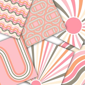 24 Summer Retro Groovy Digital Paper, 70s Aesthetic Background, Instant ...