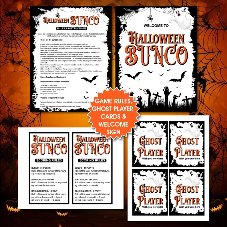 Halloween Bunco Party Game Bundle, Spooky Printable (PDF) - Etsy
