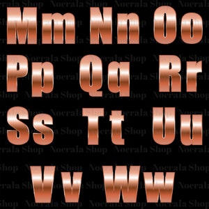 Copper Metallic Alphabet Clipart, Copper Foil Alphabet , Copper Digital ...