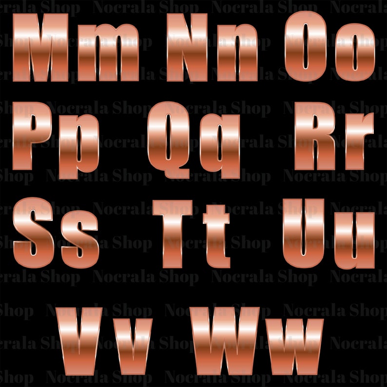 Copper Metallic Alphabet Clipart, Copper Foil Alphabet , Copper Digital ...
