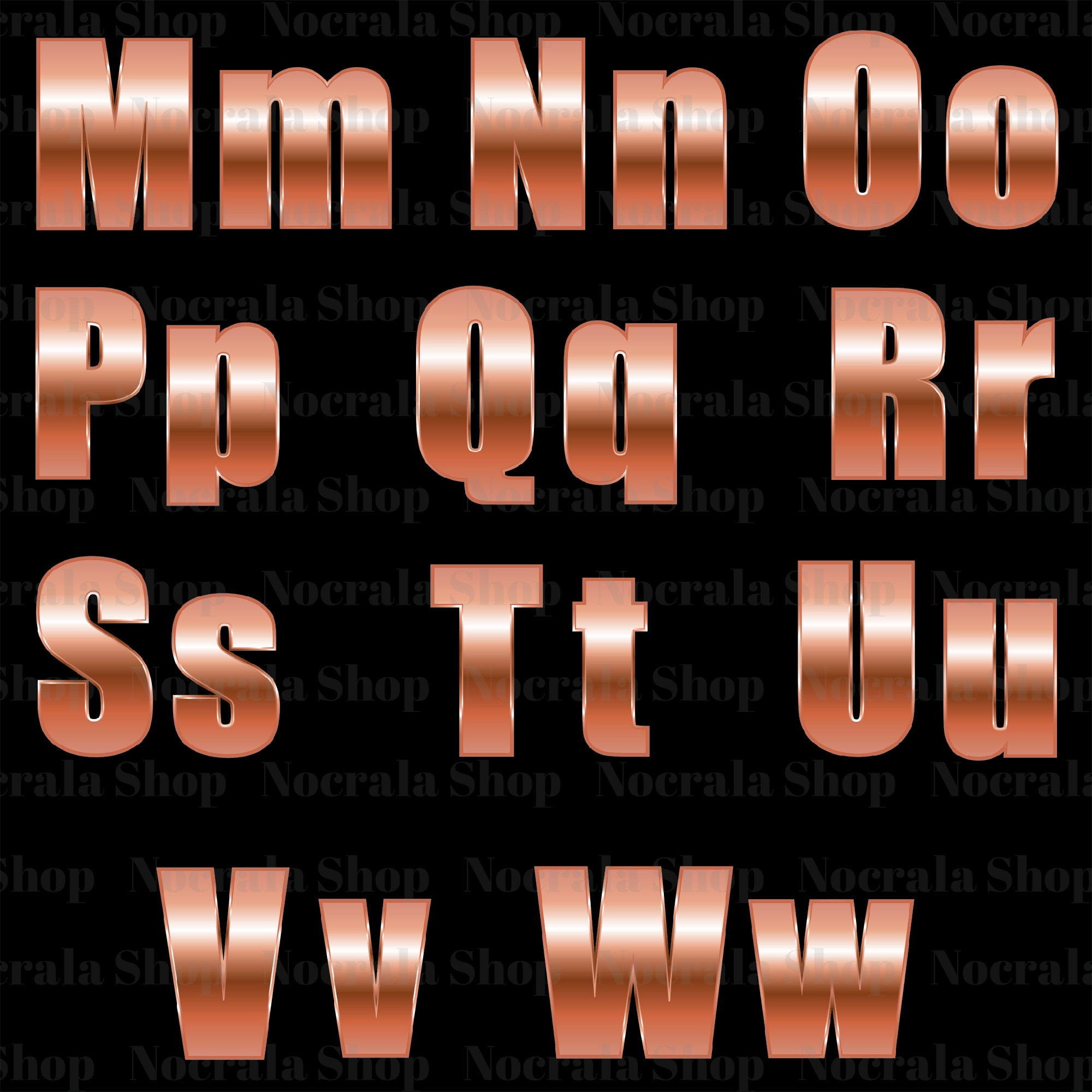 Copper Metallic Alphabet Clipart, Copper Foil Alphabet , Copper Digital ...
