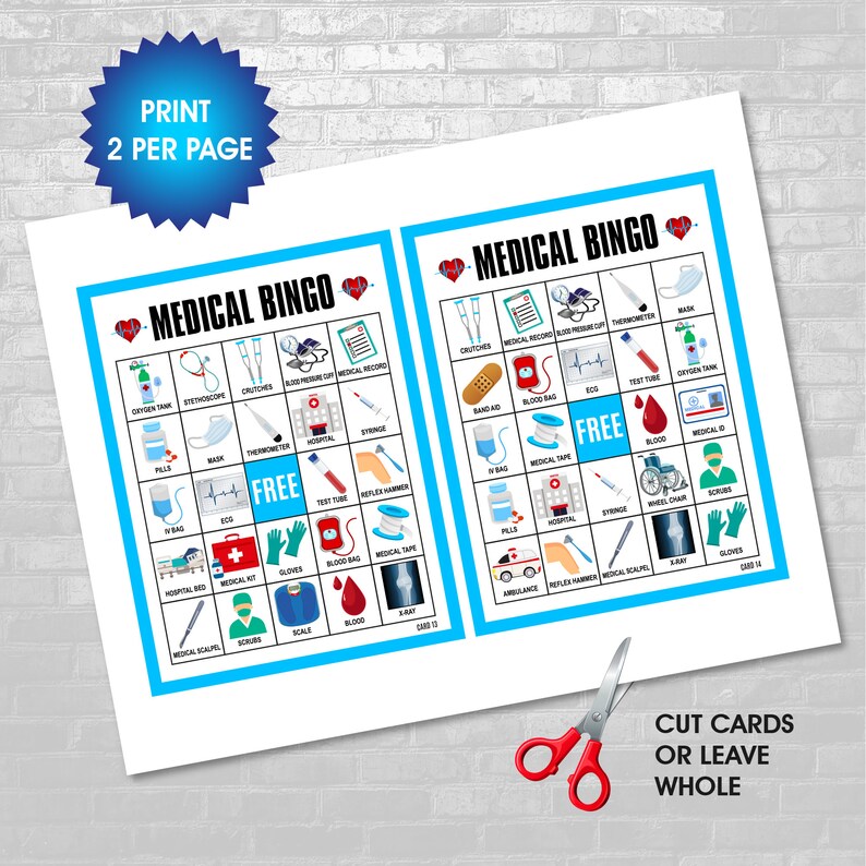 30 Printable Medical Bingo Cards, Doctor Bingo, Fun Grad Game, Nurse ...