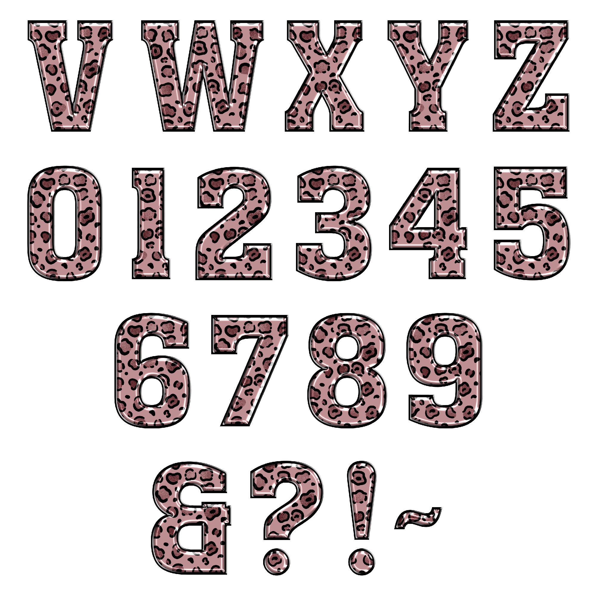 Bubble Pink Leopard Alphabet Clipart, PNG Digital Clip Art, Animal ...