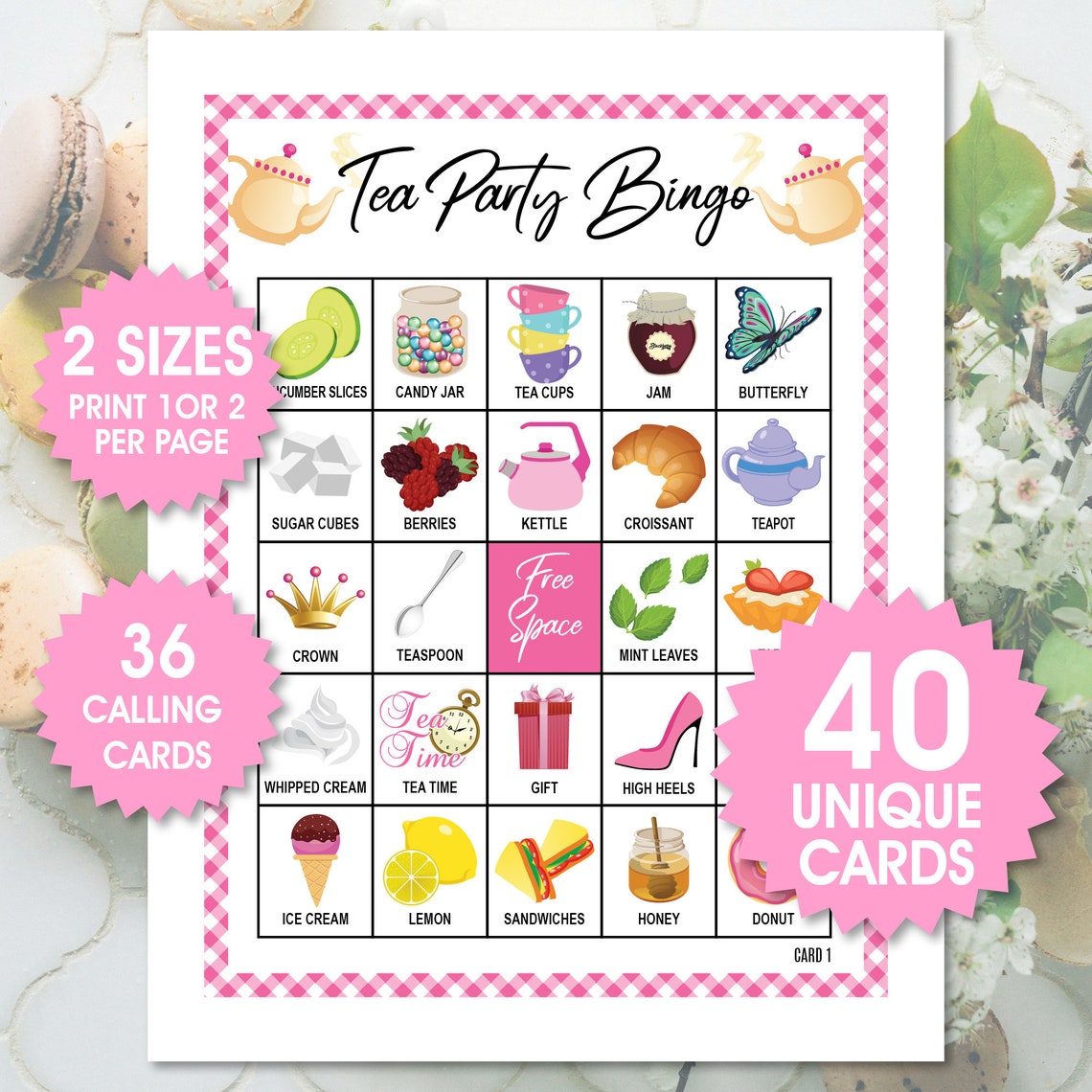 40 Tea Party Bingo Cards, Tea Party Game, Tea Party Activity, Birthday ...