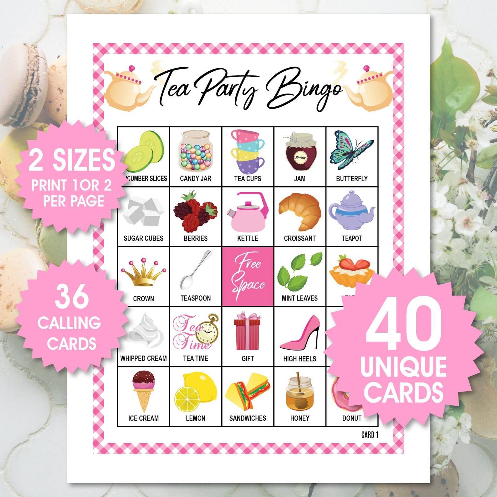 40 Tea Party Bingo Cards, Tea Party Game, Tea Party Activity, Birthday ...