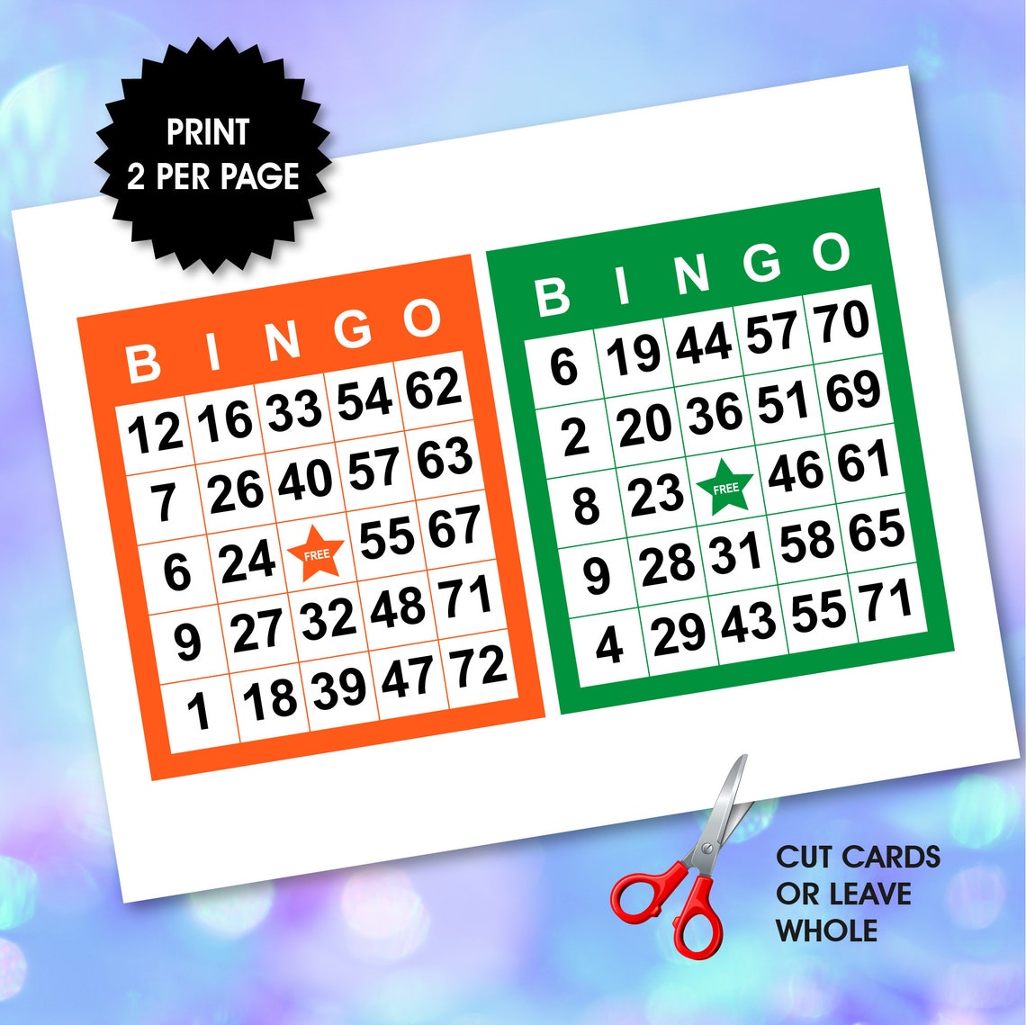 300 Colorful Bingo Cards, 1, 2, or 4 per Page, Fun Party Game ...