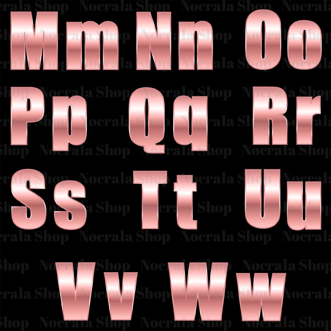 Rose Gold Metallic Alphabet Clipart Rose Gold Foil PNG Rose - Etsy