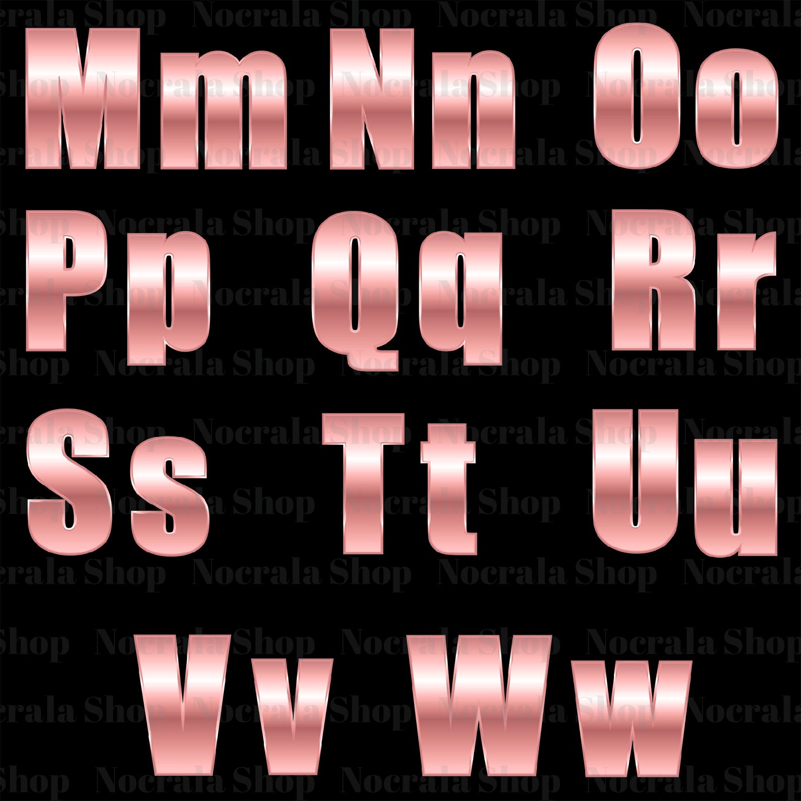 Rose Gold Metallic Alphabet Clipart, Rose Gold Foil PNG, Rose Gold ...