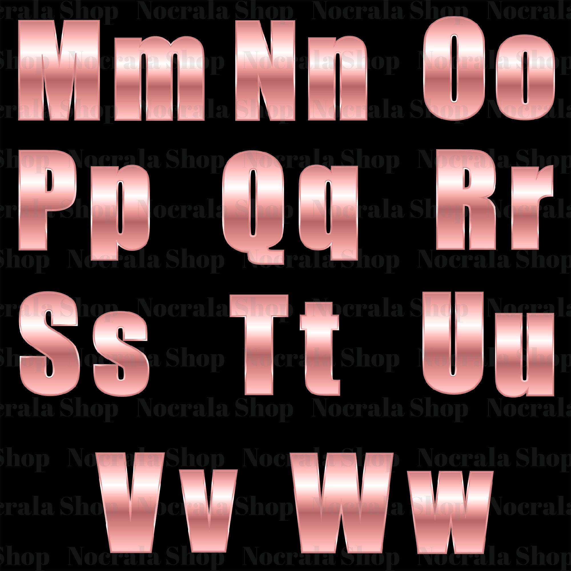 Rose Gold Metallic Alphabet Clipart, Rose Gold Foil PNG, Rose Gold ...