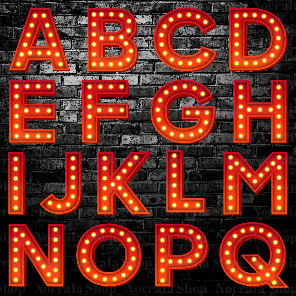 Red Marquee Alphabet Clipart, Marquee Letters & Numbers, PNG Clipar ...