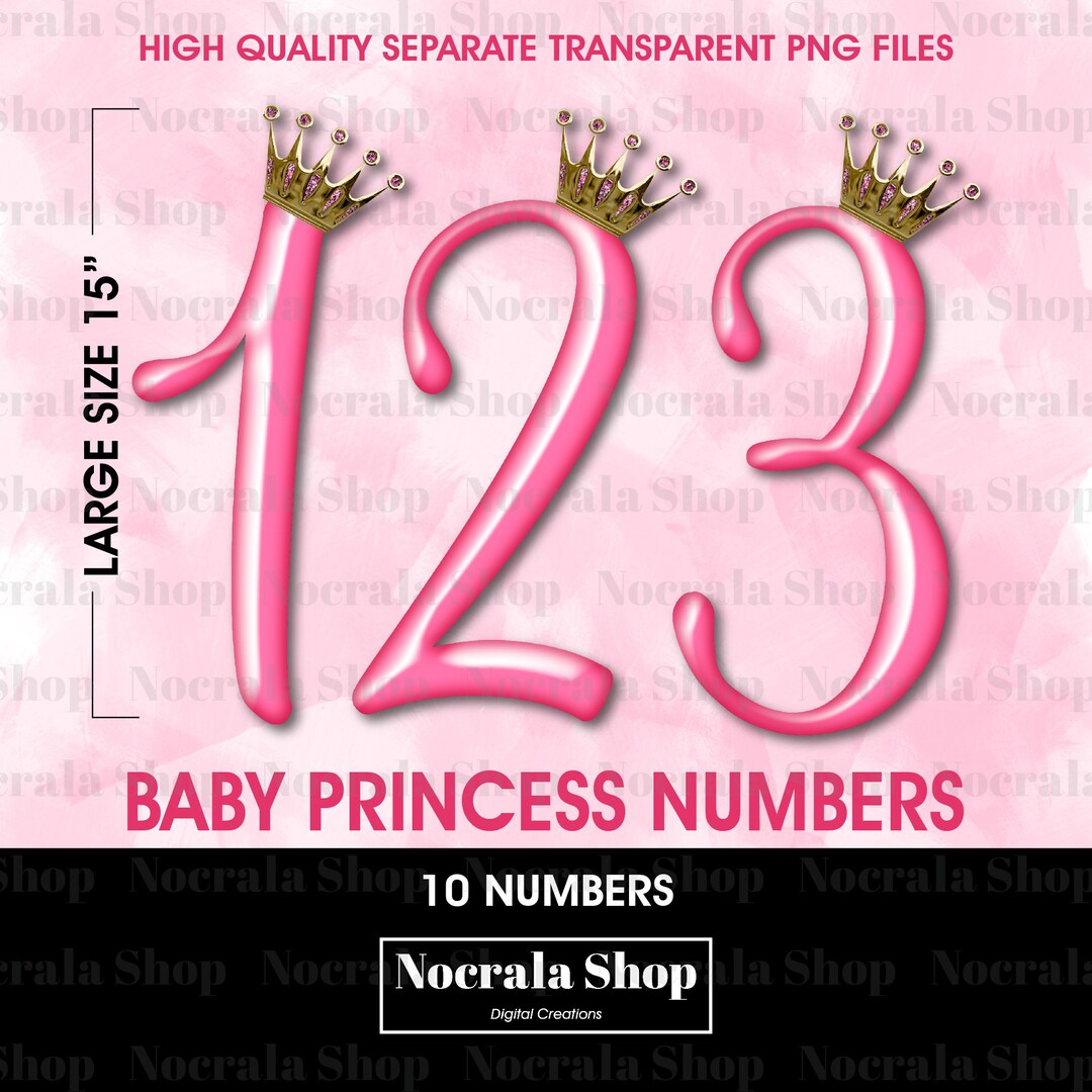 Baby Princess Numbers Clipart, Baby Girl Numbers, Baby Pink Numbers ...