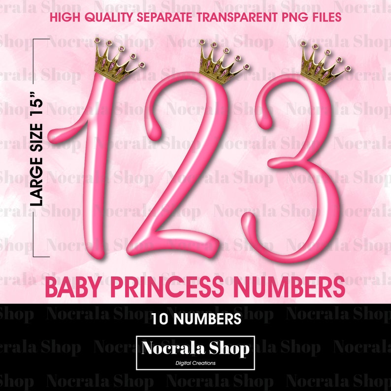 Baby Princess Numbers Clipart, Baby Girl Numbers, Baby Pink Numbers ...
