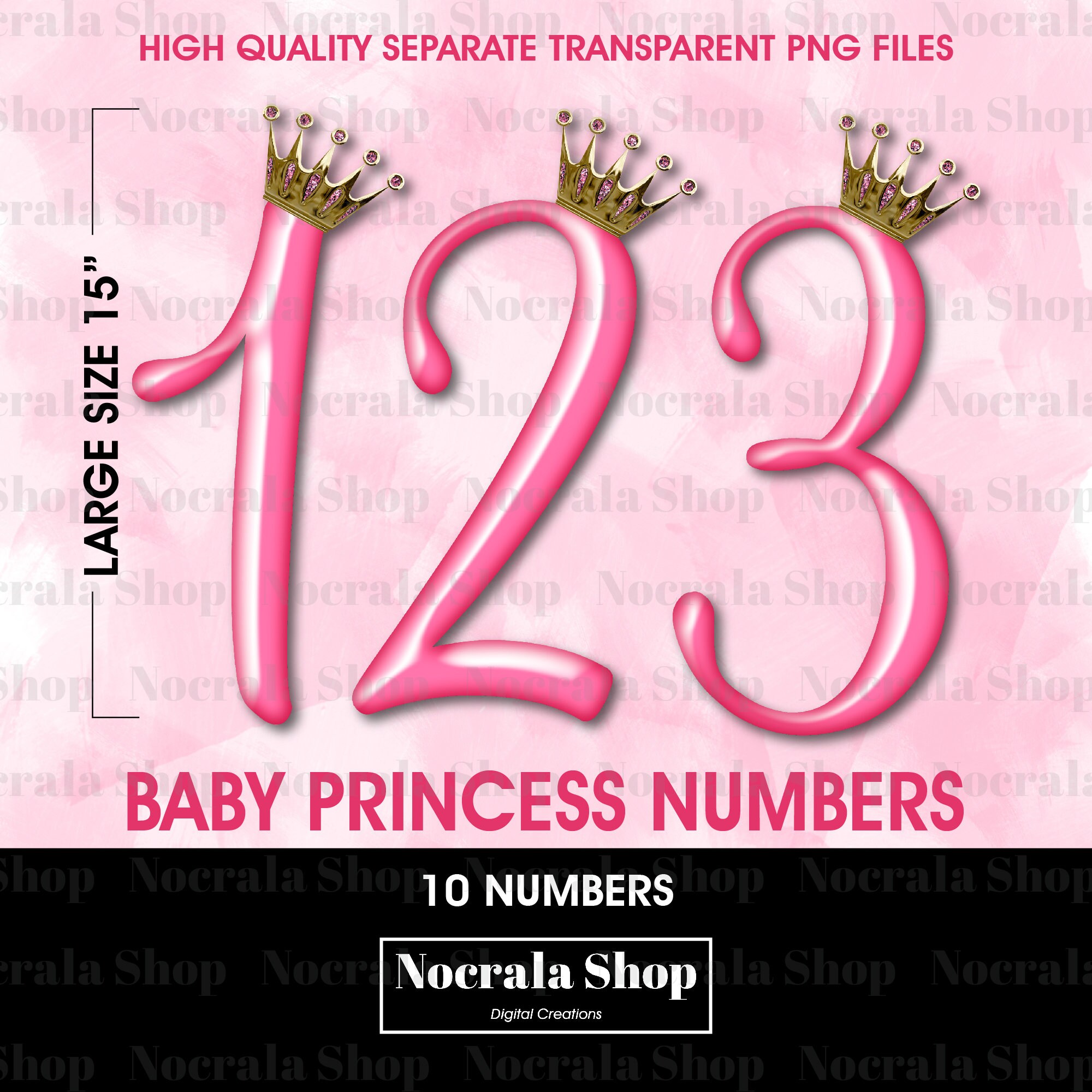 Baby Princess Numbers Clipart, Baby Girl Numbers, Baby Pink Numbers ...