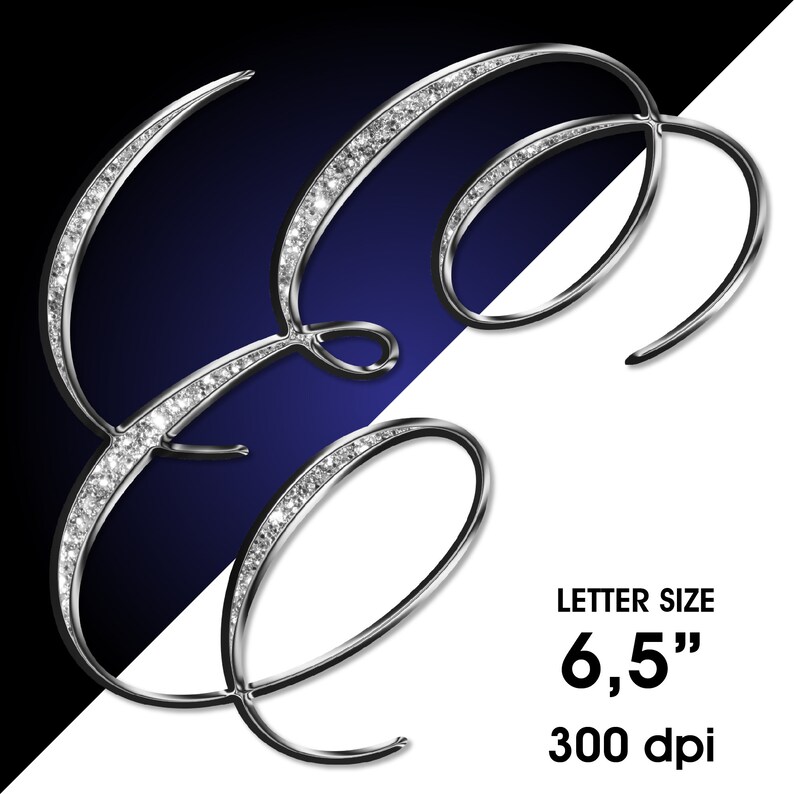 Silver Glitter Cursive Alphabet Clipart, PNG Clip Art, High Shine ...