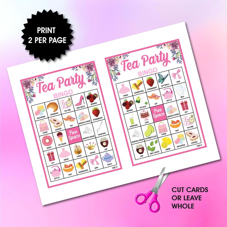 40 Tea Party Bingo Cards, Tea Party Game, Tea Party Activity, Birthday ...