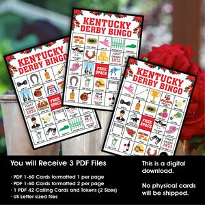 60 Kentucky Derby Bingo Cards, Kentucky Derby Party Game, Run for the ...