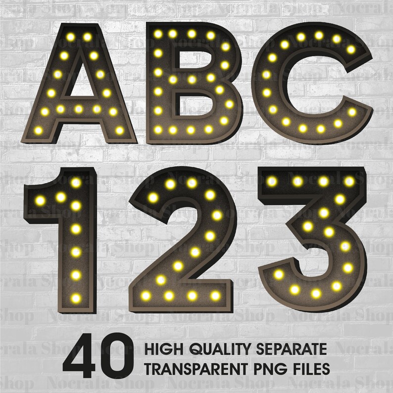 Black Marquee Alphabet Clipart, Marquee Letters & Numbers, PNG Clipar ...