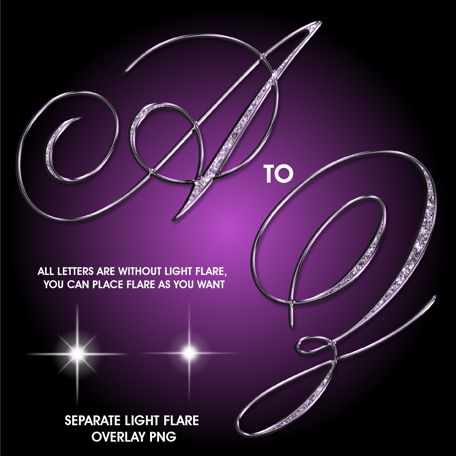 Purple Glitter Cursive Alphabet Clipart, PNG Clip Art, High Shine ...