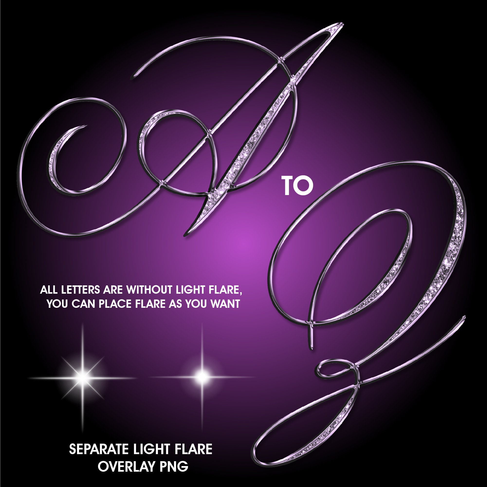 Purple Glitter Cursive Alphabet Clipart, PNG Clip Art, High Shine ...