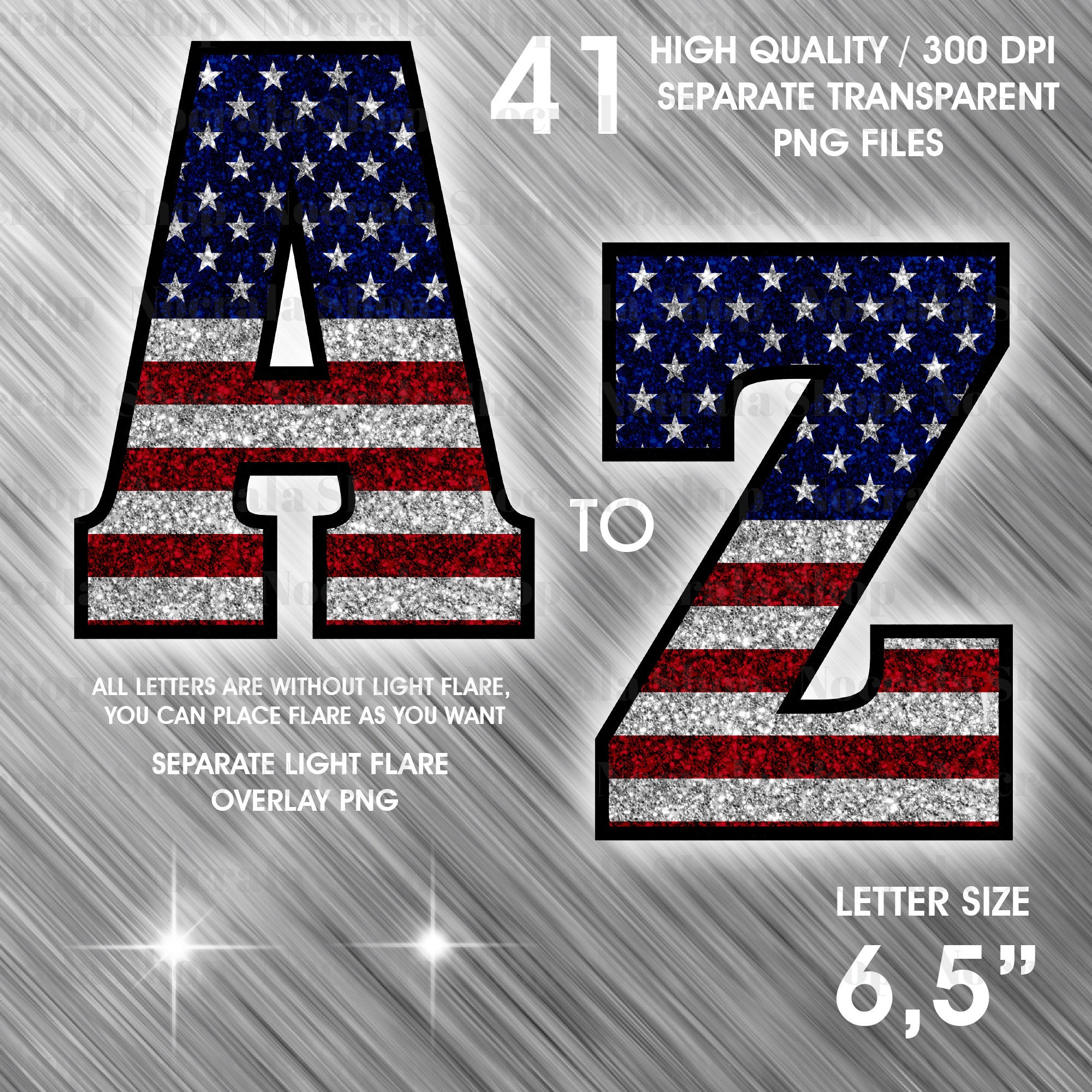 American Glitter Alphabet Clipart, PNG Digital Clip Art, American ...