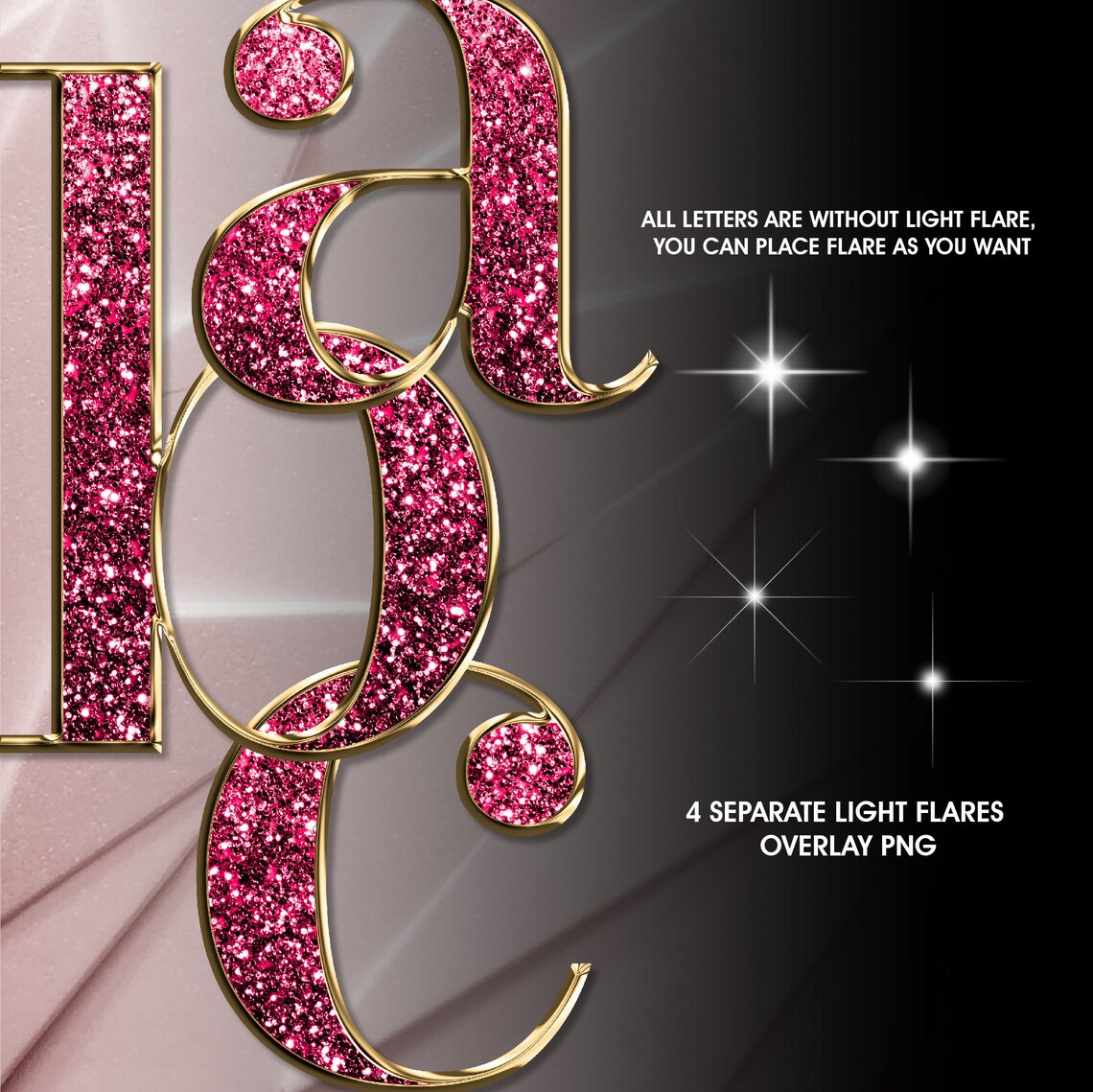 Hot Pink Glitter Alphabet Clipart, Shiny PNG Letters & Numbers (digital ...