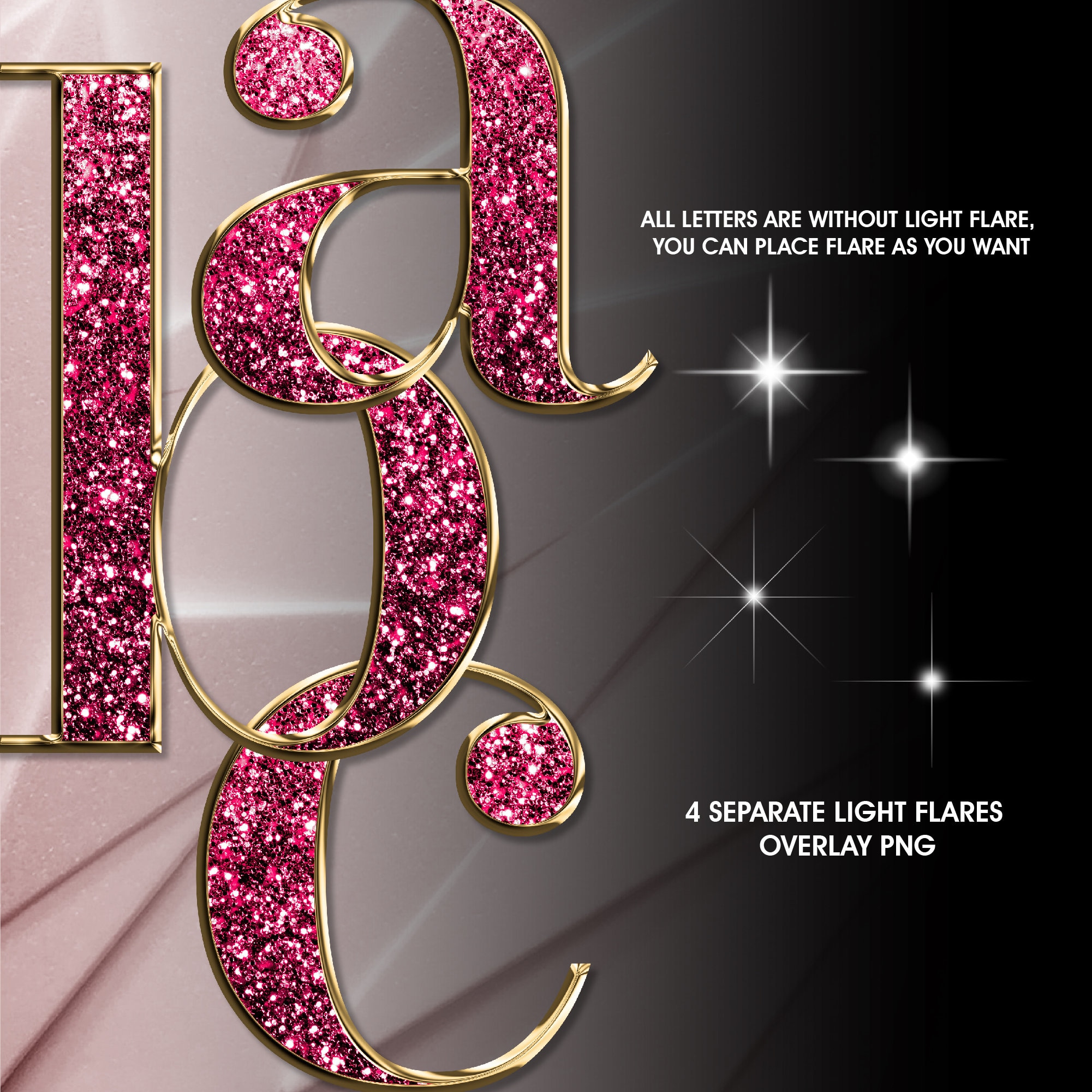 Hot Pink Glitter Glam Alphabet Clipart, PNG Digital Clipart, Hot Pink ...