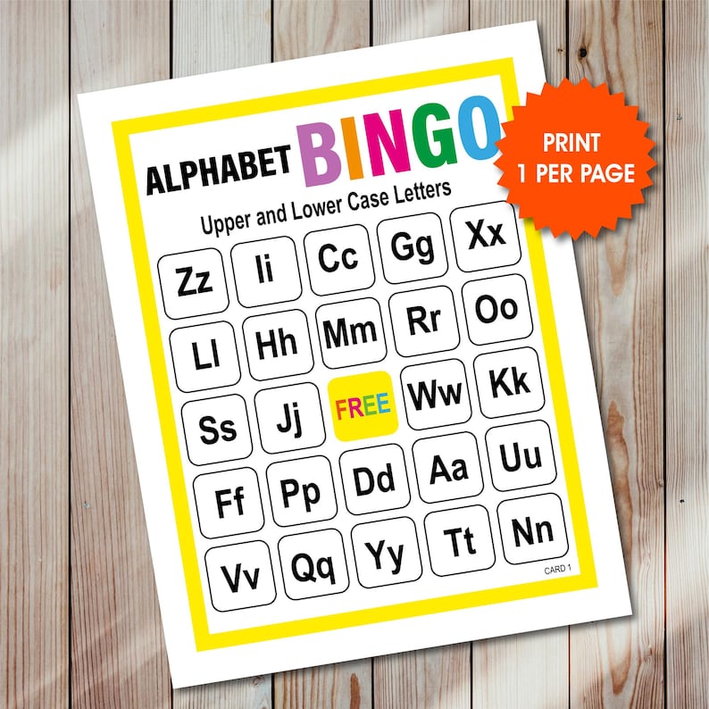 50 Alphabet Bingo Cards, Alphabet Worksheets, Preschool Classroom ...