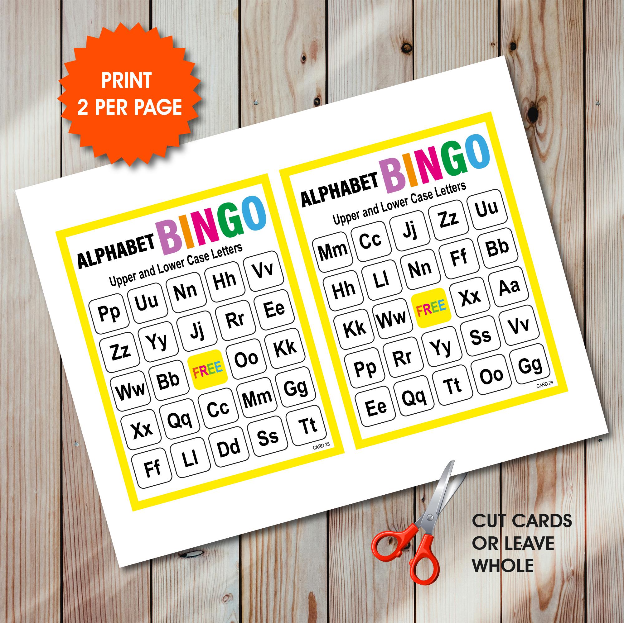Alphabet Bingo Game, 50 Unique Cards, ABC Learning (PDF Download) - Etsy
