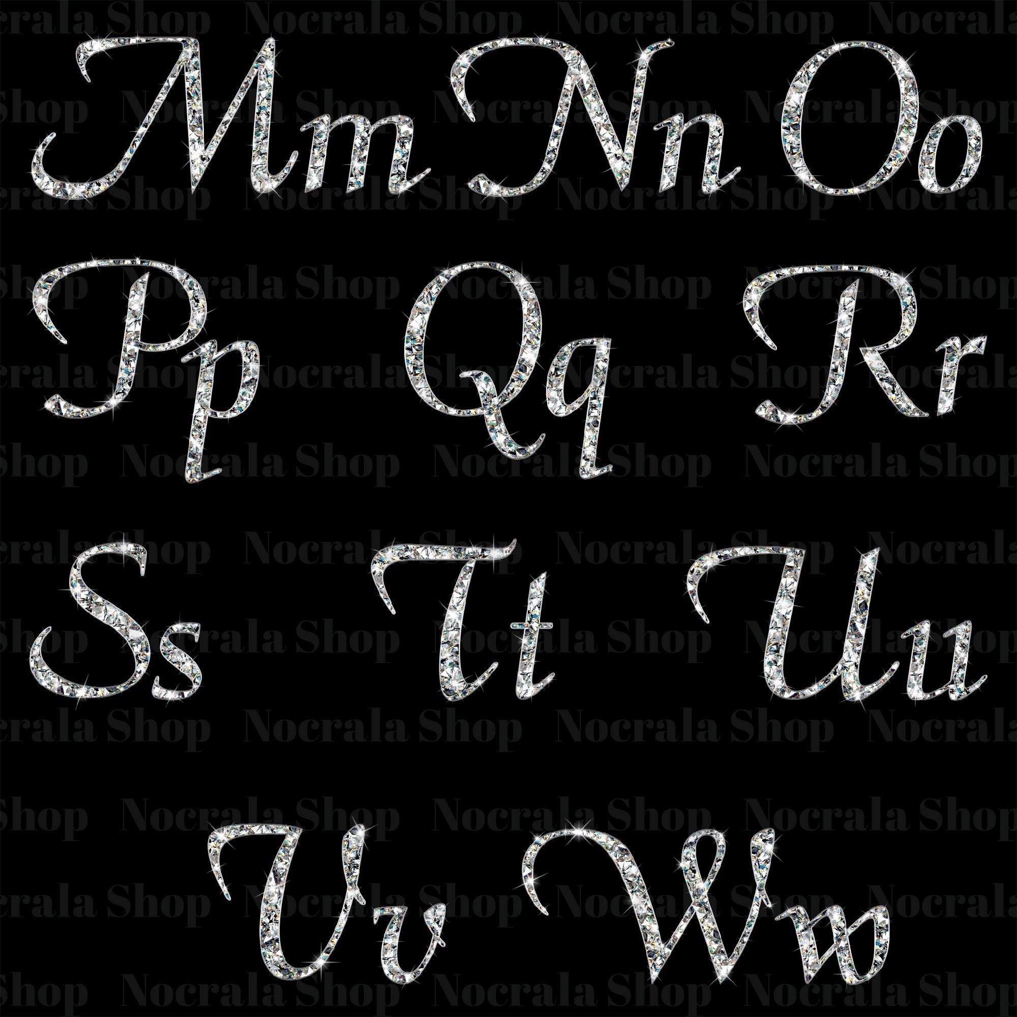 White Diamond Alphabet Clipart PNG Digital Clip Art White - Etsy