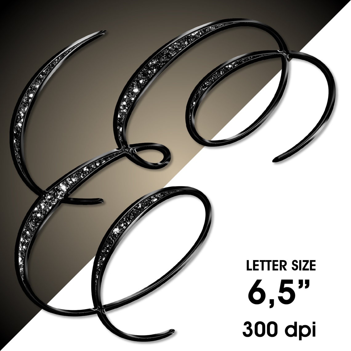 Black Glitter Cursive Alphabet Clipart, PNG Clip Art, High Shine ...