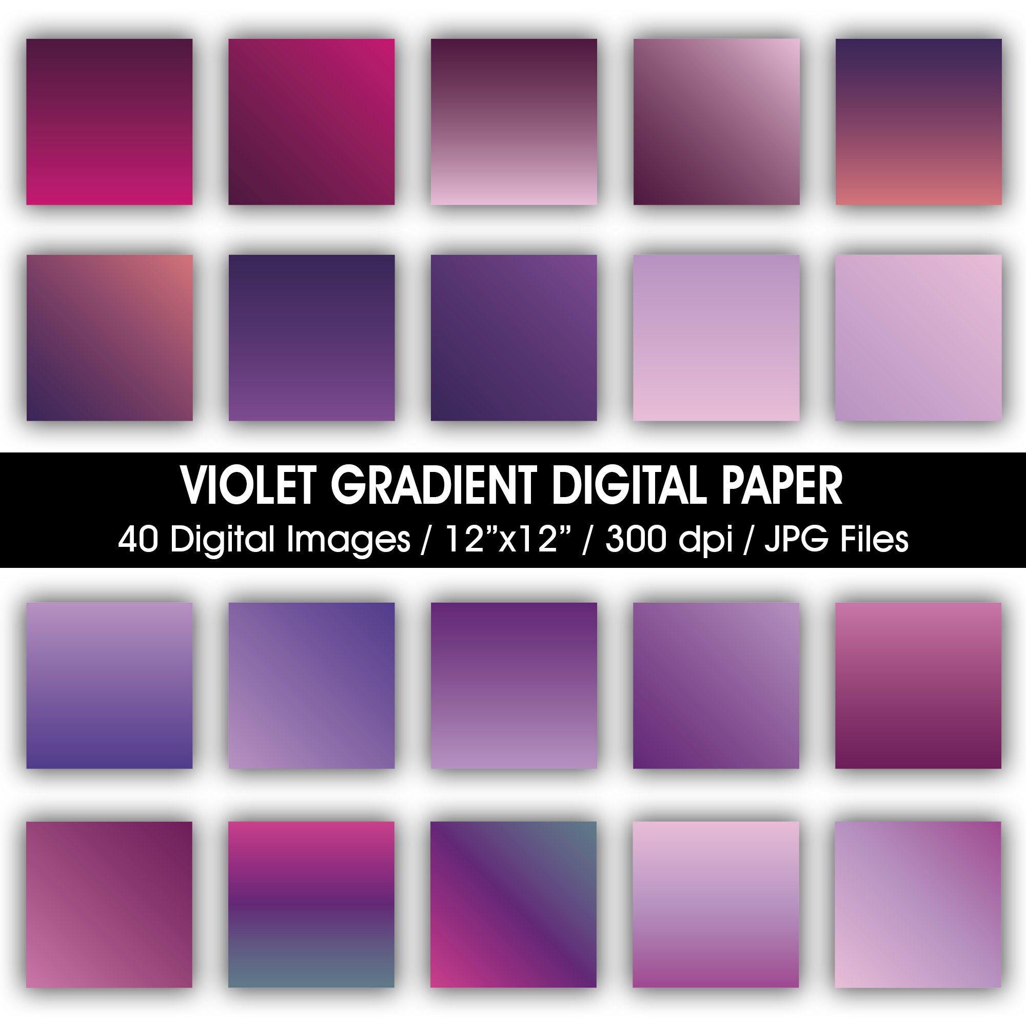 Violet Gradient Digital Paper, Violet Ombre Scrapbook Papers, Instant ...