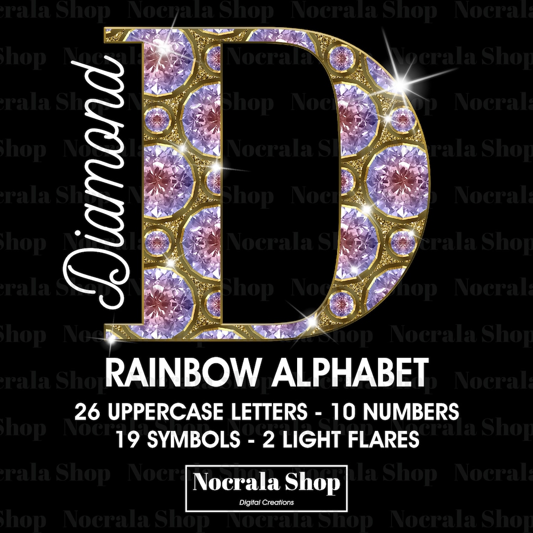 Rainbow Diamond Alphabet Clipart, PNG Digital Clip Art, Rainbow Diamond ...